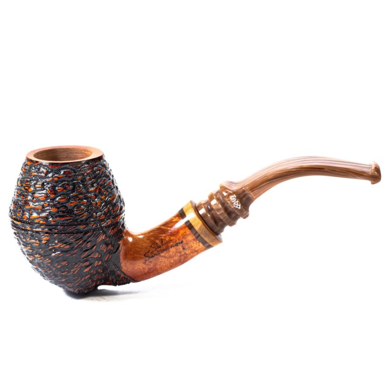 Briar Pipe Santambrogio Rusticated Bent Bulldog - Pipeonline