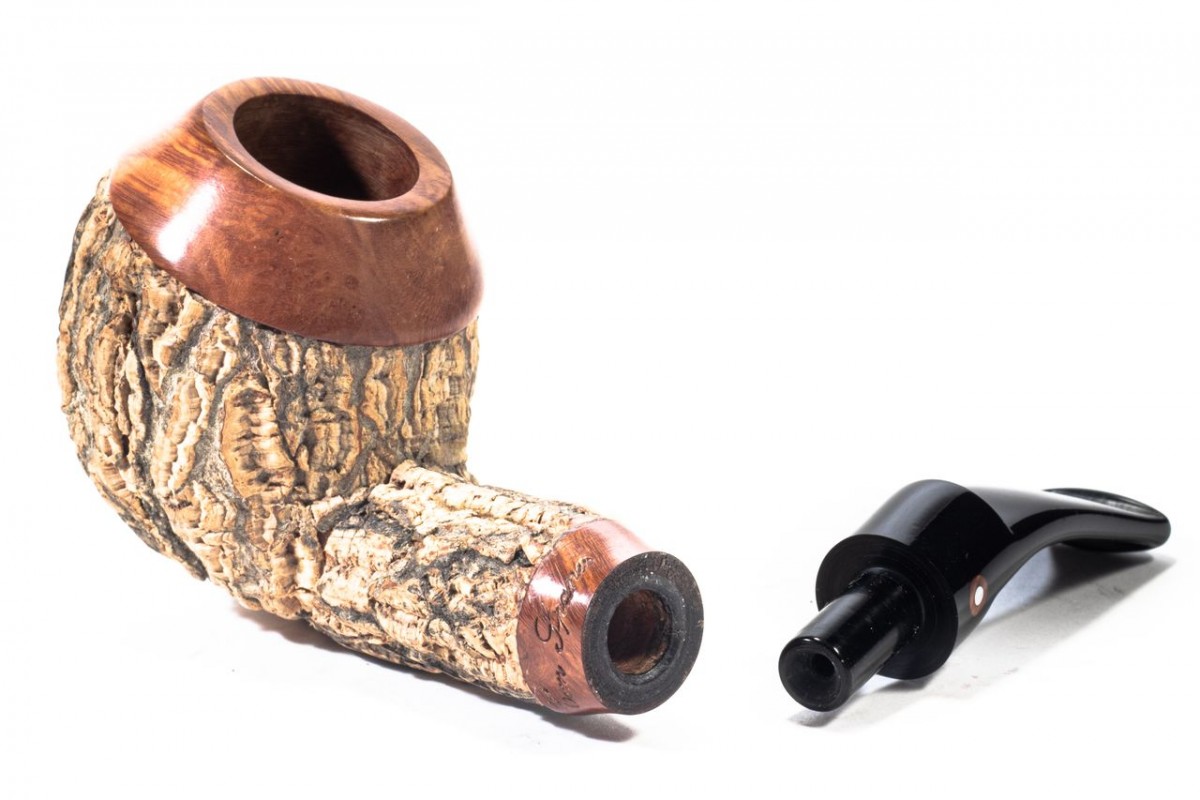 Cork Pipe Tommaso Spanu Rusticated Bent Rhodesian